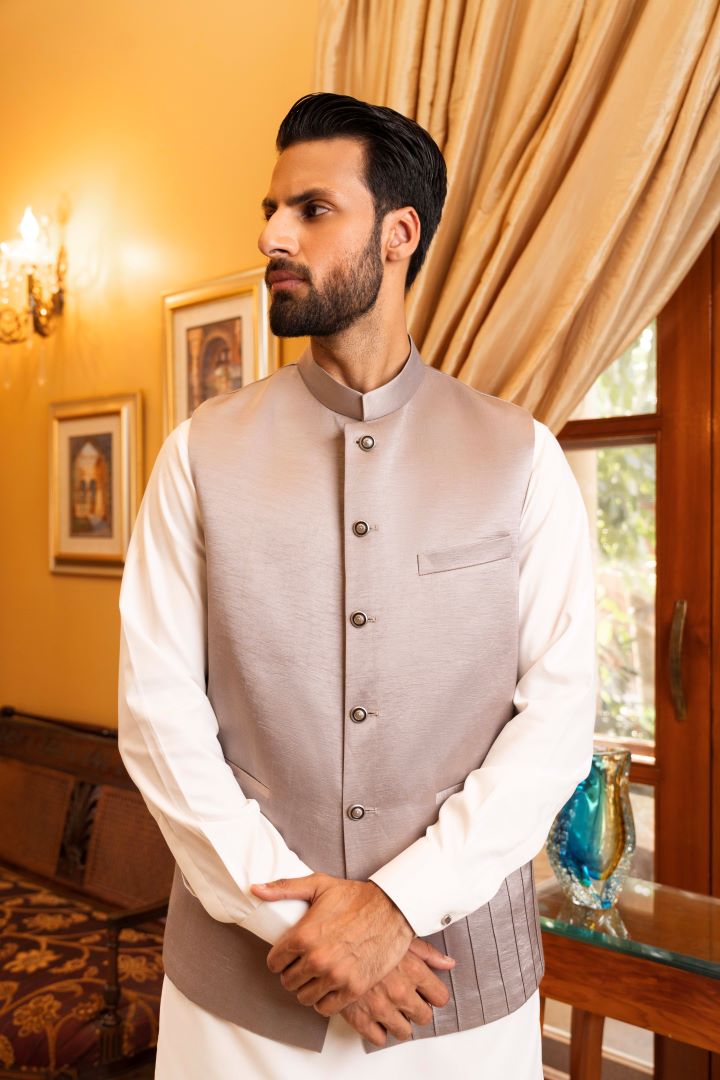 Buy Crushed Silk Waistcoat for Men | Shaad Fabrics